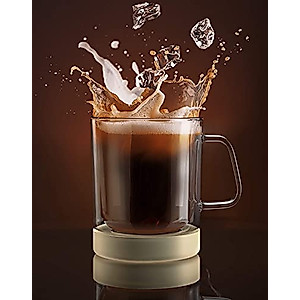 Zovoko Double Wall Insulated Glass Coffee Mugs (Large - 16 oz - Set of 2) - Removable Non-Slip Silicone Coaster - Microwave/Dishwasher Safe - 100% Borosilicate Glass