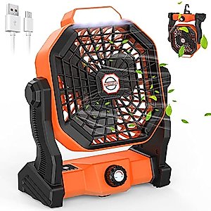 VersionTECH. Camping Fan with LED Lights Portable Desk Fan Personal Small Battery Operated Outdoor Cooling USB Rechargeable Tent Fan with Hanging Hook for Travel Fishing Picnic Barbecue Hurricane