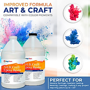 Epoxy Resin Kit for Art & Craft | 1 Gallon(128oz) | Odorless | Crystal Clear Epoxy Resin | Jewelry, Earrings, Coasters, Casting, Molding, Crafting & More | Includes Many Accessories