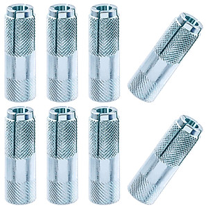 Swpeet 8Pcs 1/2 Inch Premium Zinc Plated Carbon Steel Concrete Knurled Drop in Anchors Assortment Kit, Expansion Screws Internal Forced Expansion Bolts for Solid Concrete