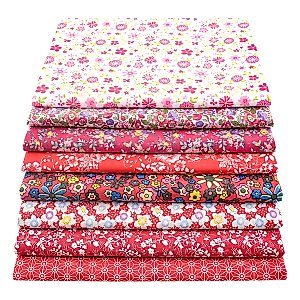 100% Cotton Fabric for Sewing-8 Pieces (20"x20"), Floral Cotton Craft Fabric, Bundle Squares Fabric, DIY Cloths Patchwork, Material for Quilting, Pre-Cut Quilting Fabric(Red)