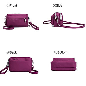 YANAIER Multi-Zipper Crossbody Handbag Purse, Women's Nylon Wristlet Mini Crossbody Bag Clutch with 2 Straps Dark Blue