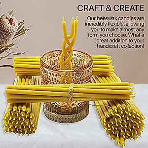 Natural Beeswax Candles - 7” 15 pcs Best Beeswax Candle - Pure Deep Yellow Bee Wax with Great Honey Scent and Cotton Wicks - Eco Friendly 100% Beeswax Candles for Decoration Home Birthday Cake 1104408