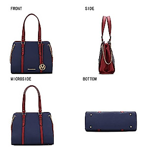 MKF Collection Tote Bag for Women, Vegan Leather Color Block Top-Handle Satchel Handbag Purse