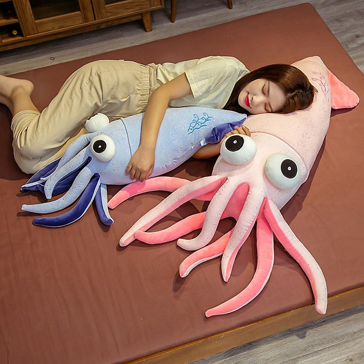 27.5inch Giant Squid Stuffed AnimalToy Plush Toy Soft Fish Cushion Pillow SquidPlush Toy Pillows Used for Home Decoration Gifts