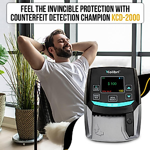KOLIBRI KCD-2000 Advanced Counterfeit Bill Detector | All-Orientation Counterfeit Detection Bill Counter | Money Counter by Denomination | Detect Fake Bills Fast