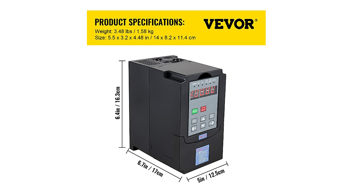VEVOR VFD 7.5KW Motor Drive - Speed Control Inverter
