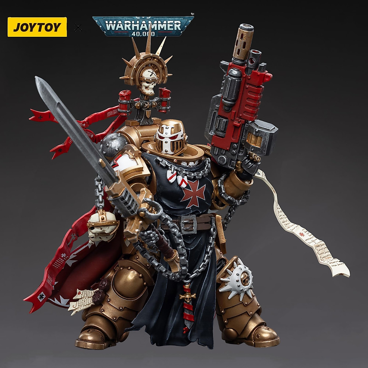 JOYTOY Warhammer 40,000 Action Figure Black Templars High Marshal Helbrecht 5-Inch Collection Model Christmas Birthday Gifts