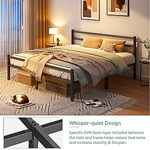 FEMOND King Bed Frame with Headboard and Footboard, 14 Inch Metal Bed Frame Platform with Storage, Noise Free, Heavy Duty Steel, No Box Spring Needed, Anti-Slip, Easy Assembly (Max Load: 3000lb)