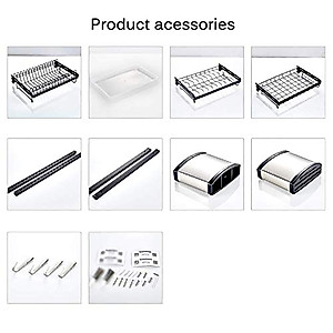 FEHUN Sinks,3-Layer Kitchen Shelf 415 * 26 * 545Cm,Wall-Mounted Stainless Steel Drain Rack Dish Rack with Holder,Chopsticks Cage