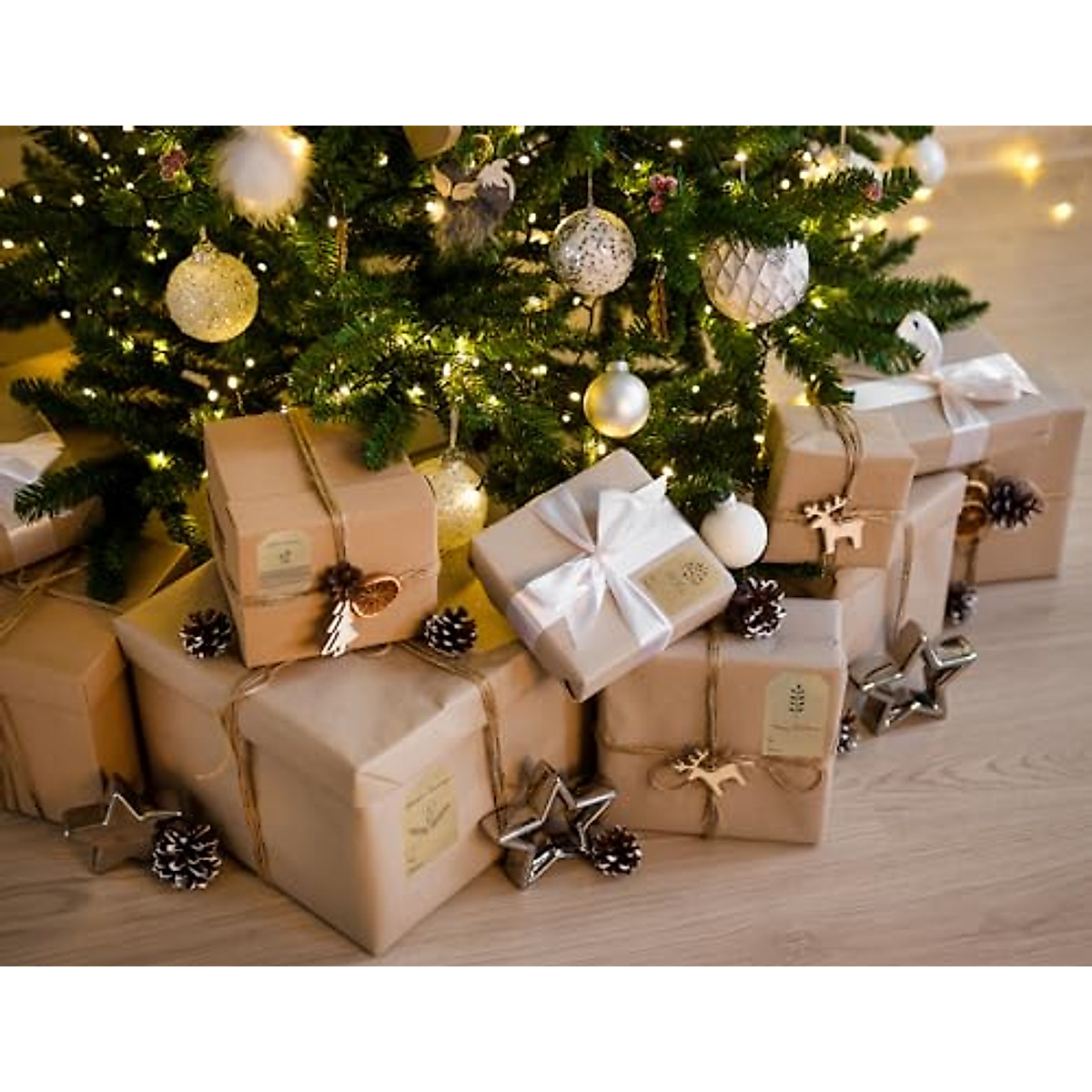 Natural Kraft Simple Christmas Gift Tags Holiday Present Stickers 2 x 3 Inch 25 Total Adhesive Labels