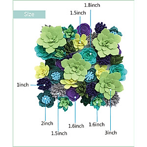 BAZIMA ALICE Felt Flowers and Succulents,Letter Board Accessories, DIY Wreaths, Garland,Baby Shower, Vertical Garden, Create Headbands,40 Felt Flowers and 10 Felt Leaves