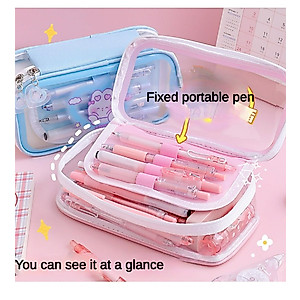 Cute Pencil Case Multilayer Large Capacity Pen Bag Rabbit Kawaii Pen Case Pencil Pouch Gift (Pink)