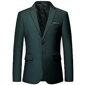 Mens Lightweight Slim Fit Suit Jacket 2 Button Solid Color Business Blazer Casual Daily Wedding Party Sport Coats (Dark Green,6X-Large)
