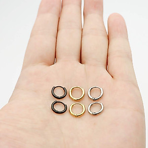 Gold Silver Black Plating Endless Cartilage Hoops 7MM Tiny Sleeper Thin Hoop Earrings for Boy&Girl 20G Nose Rings Helix Septum Daith Lobe Lip Tragus Nipple Snug Second Third Hole Body Piercing Jewelry