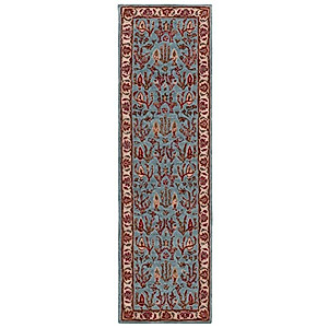 SAFAVIEH Heritage Collection 2'6" x 6' Blue/Ivory HG735A Handmade Traditional Oriental Premium Wool Runner Rug