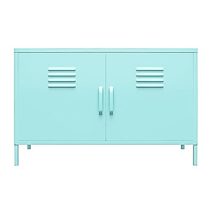 Novogratz Cache 2 Door Metal Locker Accent, Mint Cabinet