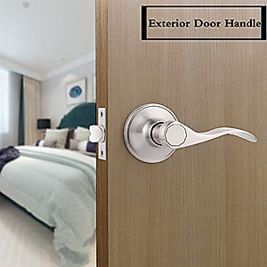 Gobrico 5 Pack Wave Style Euro Interior Door Levers Handles Passage Hall and Closet Leversets Locksets Left/Right Handed Satin Nickel Finish
