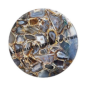 27" Agate Table, Round Coffee Table, Blue Grey Mix Agate Table Top, Agate Coffee Table, Agate Side Table, Round Table, Stone Table. Grey Agate Geode Table