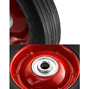 QWORK 2 Pack 6" x 1.5",1/2" Axle, Premium Rubber Wheel with Ball Bearing, Hand Truck Wheel, Capacity up to 132 lbs