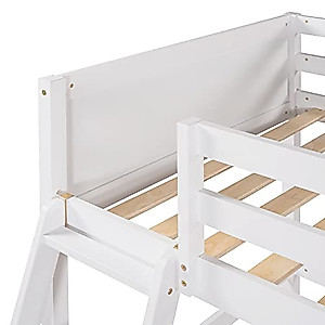 DEYOBED Twin Size Wooden Loft Bed Frame with Ladder - Space-Saving Design for Kids, Teens, and Adults