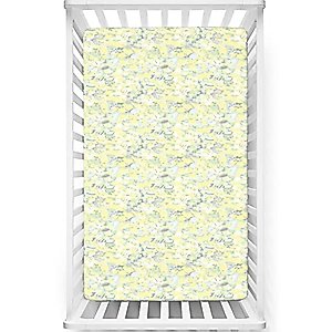 Pastel Themed Fitted Crib Sheet,Standard Crib Mattress Fitted Sheet Ultra Soft Material-Great for Boy or Girl Room or Nursery,28“ x52“,Pastel Yellow and Multicolor