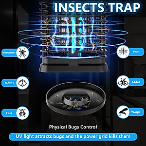 Home4me Solar Bug Zapper with LED Light for Outdoor, 4000mAh Battery Powered Mosquito Zapper, Mosquito Traps, Cordless Mosquito Killer, Electric Moth Zapper for Patio Backyard, Rechargeable, Blue