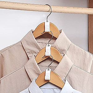 SDUSEIO 30 Pieces Clothes Hanger Connector Hooks Hanger Clip Drop Connecting Grip Clothing Rack Extension Space Saving Hook Home Storage Hook for Coat Hangers Organizer,White+Pink+Blue