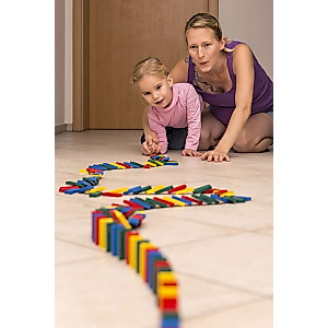 Tucimibo Dominoes Set Plastic STEAM Building and Stacking Bulk Toys Starter Kit Colorful Chain Reaction Toppling Blocks Educational Racing Tile Games 100 Pcs