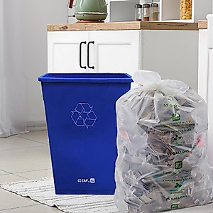 Restaurantware RW Clean 23 Gallon Trash Can 1 Slim Trash Bin - Lid Sold Separately Commercial Blue Plastic Waste Basket Heavy-Duty Slim Design For Bathroom Kitchen Outdoor Waste