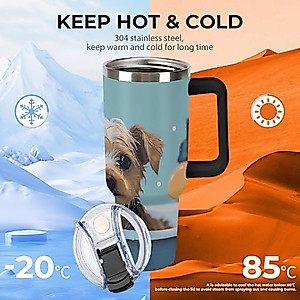 STVNKML 40 Oz Tumbler with Handle Funny Dog in Bathtub Stainless Steel Coffee Mug Reusable Travel Mug Leak-proof Insulated Car Cup Large Capacity Tumbler for Travel, Outdoor, Home Use (Black)