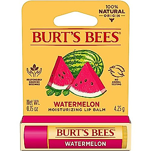 Burt's Bees Watermelon Lip Balm, Lip Moisturizer With Responsibly Sourced Beeswax, Tint-Free, Natural Conditioning Lip Treatment, 1 Tube, 0.15 oz.