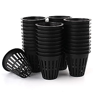 HAZOULEN Small Garden Plastic Net Cups Pots Fits in 2 Inch Holes, Set of 40