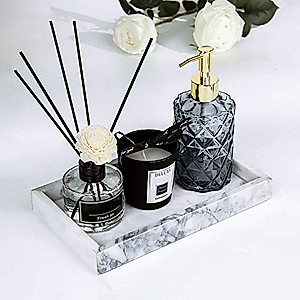 StonePlus Natural Marble Elegant Jewelry Tray Stone Organizer for Dressroom/Bathroom/Coffeeshop (Cloud Grey, 9.84Lx5.91Wx1.18H)