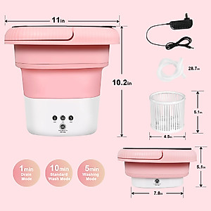 Portable Washing Machine, Mini Washer, 6.5L Foldable Mini Washing Machine with 3 Modes Deep Cleaning of Baby Clothes, Burp Cloths, Underwear, Socks, Shirt for Apartment, Dorm, RV Travel Laundry