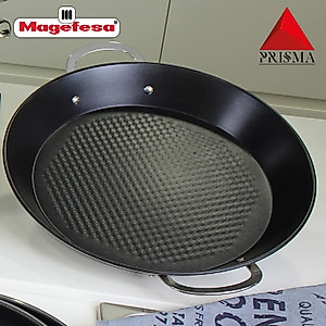 MAGEFESA Prisma – 13.4 inches Paella pan, made of 18/10 stainless steel, triple layer non-stick, for all types of kitchens, INDUCTION, dishwasher and oven safe up to 392ºF