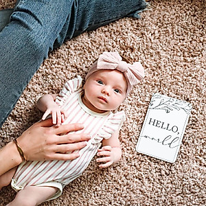 Baby Milestone Cards (19+11) - Weekly Baby Milestone Signs w/Hello World Newborn Sign, Pregnancy Announcement Sign - Giftable Baby Milestones Props