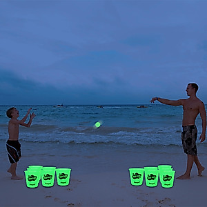 Juegoal Outdoor Toss Game Glow in Dark with Noctilucent 12 Buckets & 6 Balls, Throwing Game for Beach, Camping, Lawn and Backyard