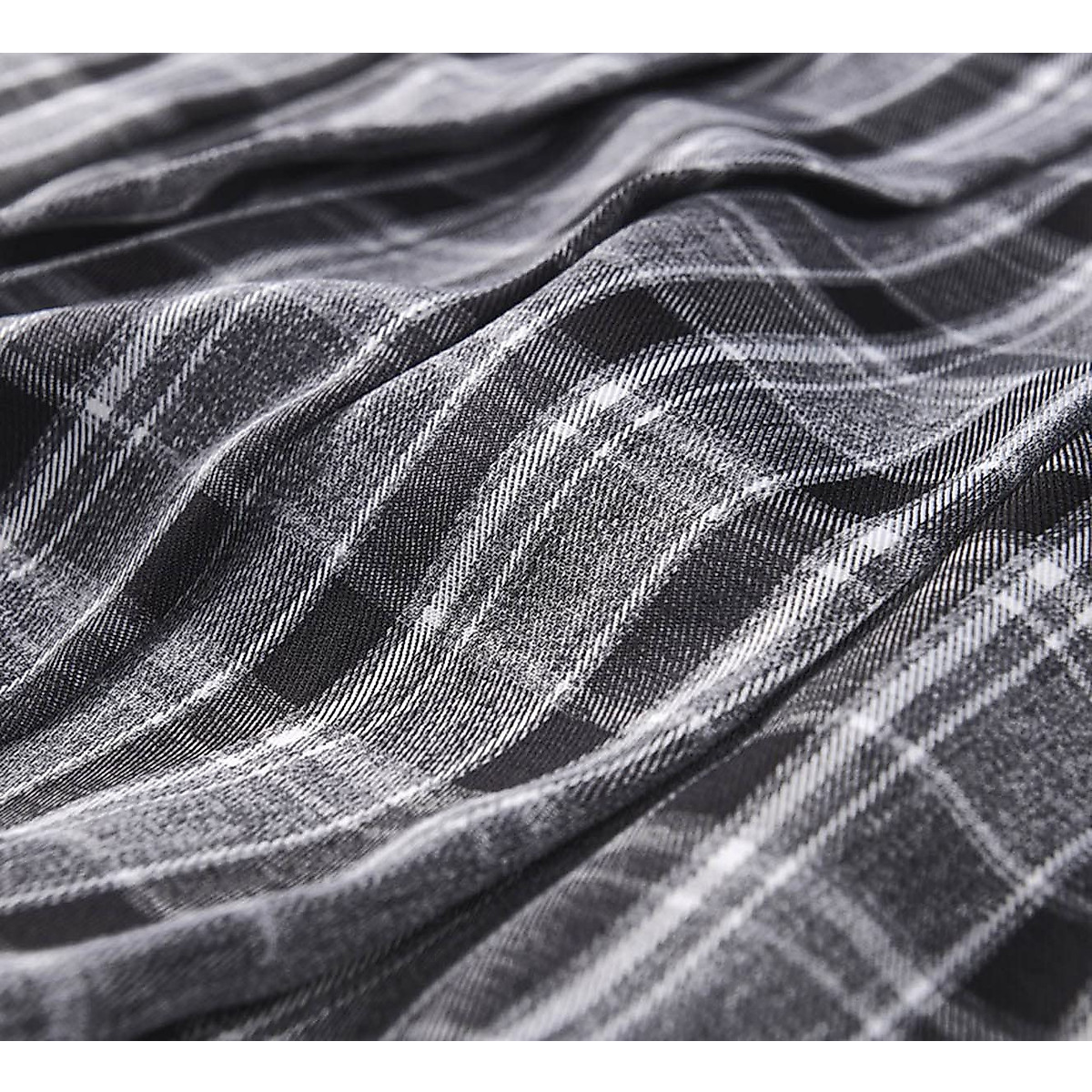 Hoerev Black Grey Plaid Pleated Skater Tennis School Uniform Skirt with Lining Shorts for Women Girls,US 4