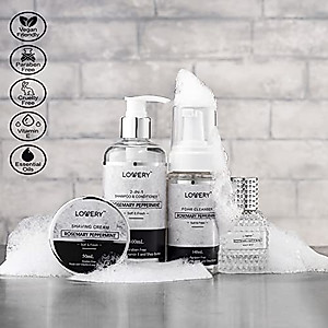 Gifts for Men, Bath and Body Grooming Self Care Baskets, Rosemary Peppermint Birthday Gifts for Dad, Husband, Him Boyfriend, Spa Basket with Pheromone Perfume, Foam Soap, Beard Brush & More