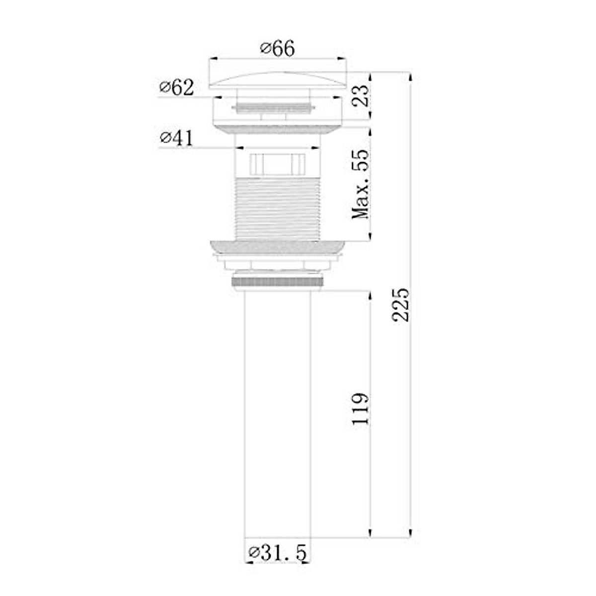 Drain Stopper, Sink Drain Up Basin Sink Solid Brass Drain Stopper for Home Kitchen Bathroom Faucet Vessel Vanity Sink Black