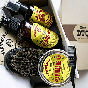 Medicine Man’s Anti-Itch Beard & Mustache Kit - Beard Itch Wash, Oil, Balm, Brush - Beard Treatment Products in Premium Gift Box