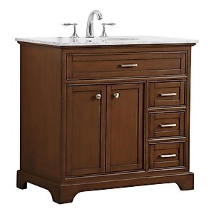 Elegant Kitchen and Bath 36 inch Single Bathroom Vanity Cabinet Set - Teak