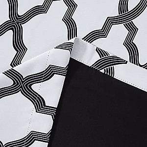 UGOUTRY Black White 84 Inch Long Full Blackout Curtains for Bedroom, Thermal Insulated Grommet Window Treatments, Geometric Patterned Drapes 2 Panels, 52'' W