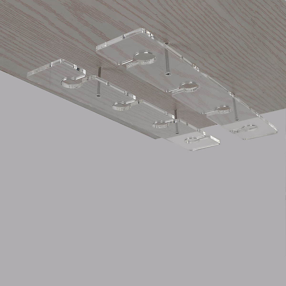 WANLIAN Wine Glass Storage Rack Wine Glass Holder Acrylic under cabinet wine glass holder Wine glasses are stored and organized (2-Pack) (Transparent)