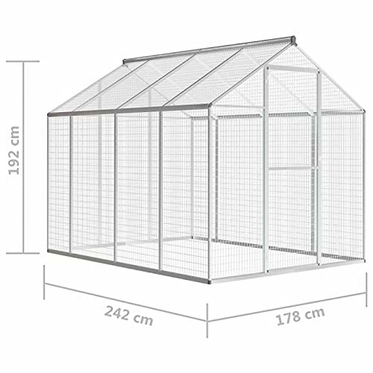 Tidyard Outdoor Aviary Aluminum, Walk-in Aviary with Heavy-Duty Hinged Door, Playing, Exercising, Training Wire Mesh 70"x95.3"x75.6"
