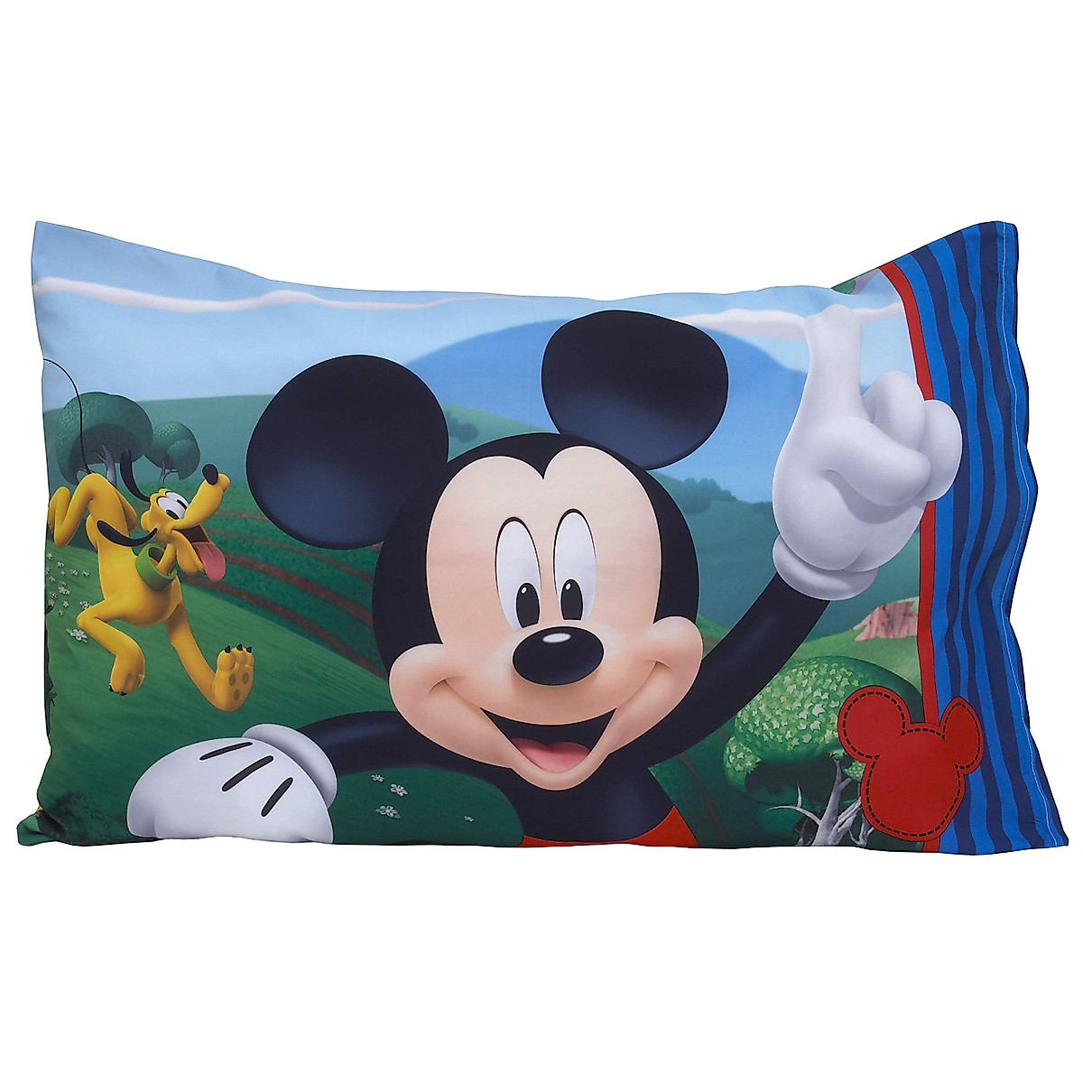 Disney Mickey Mouse - Blue, Red, Yellow 2 Piece Toddler Sheet Set with Fitted Crib Sheet and Pillowcase