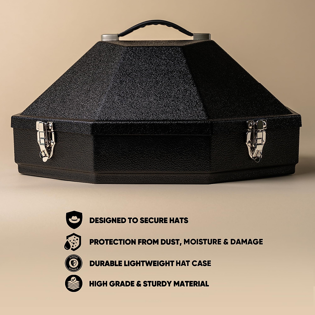 Maverick Cowboy Hat Box - Cowboy Hat Case with Mirror, Carrying Handle, Lockable Latches - Hard Cowboy Hat Travel Case for Western Headwear - Cowboy Hat Box for Travel, Cowboy Hat Carrier for Travel