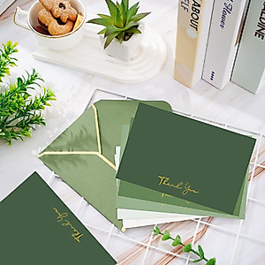 Whaline 40 Pack Thank You Cards with Envelopes Set Sage Green Series Greeting Cards Blank Note Cards for Weddings Bridal Shower Baby Shower