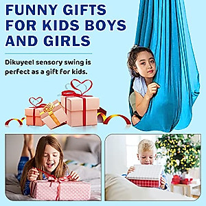 Dikuyeel Sensory Swing for Kids Indoor, Special Needs Indoor Swing for ADHD Autism, Therapy Sensory Swing with Hardware, Anxiety Relief Sensory Swing for Kids (Sky Blue)